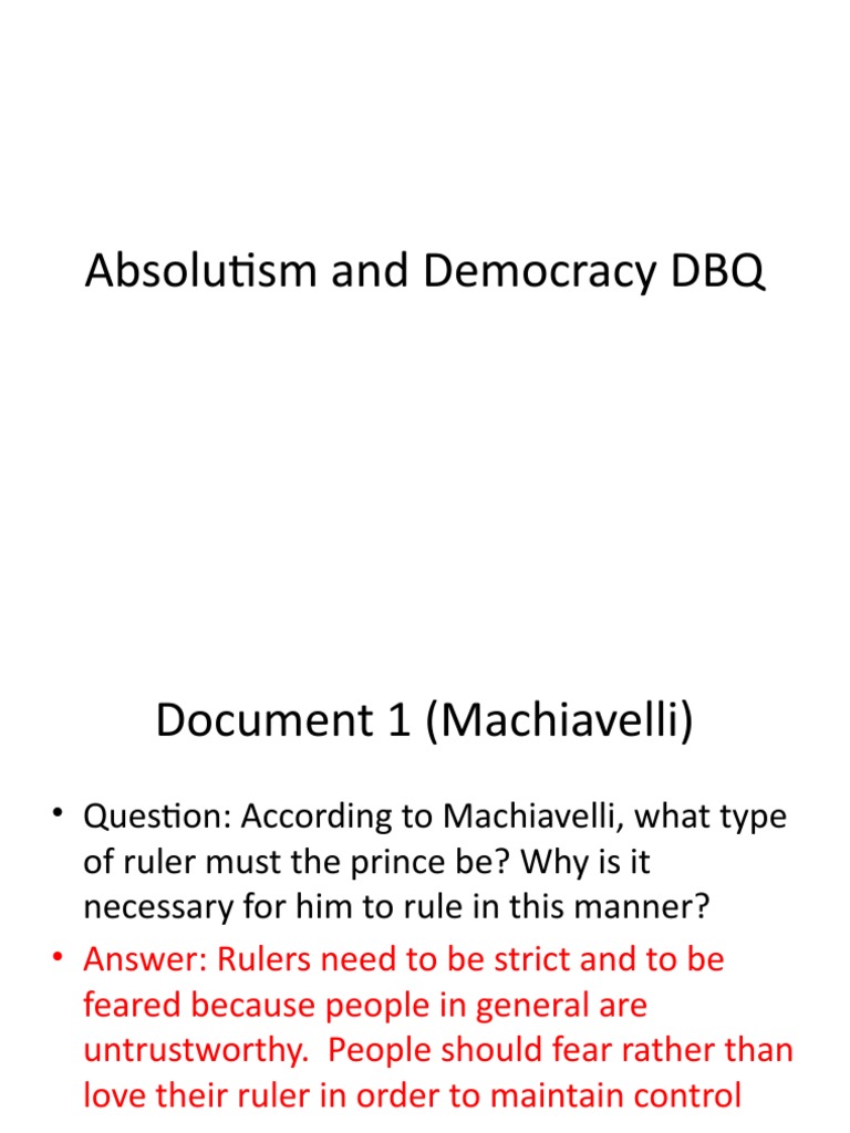 Absolutism & Democracy DBQ | PDF | Absolute Monarchy | Democracy