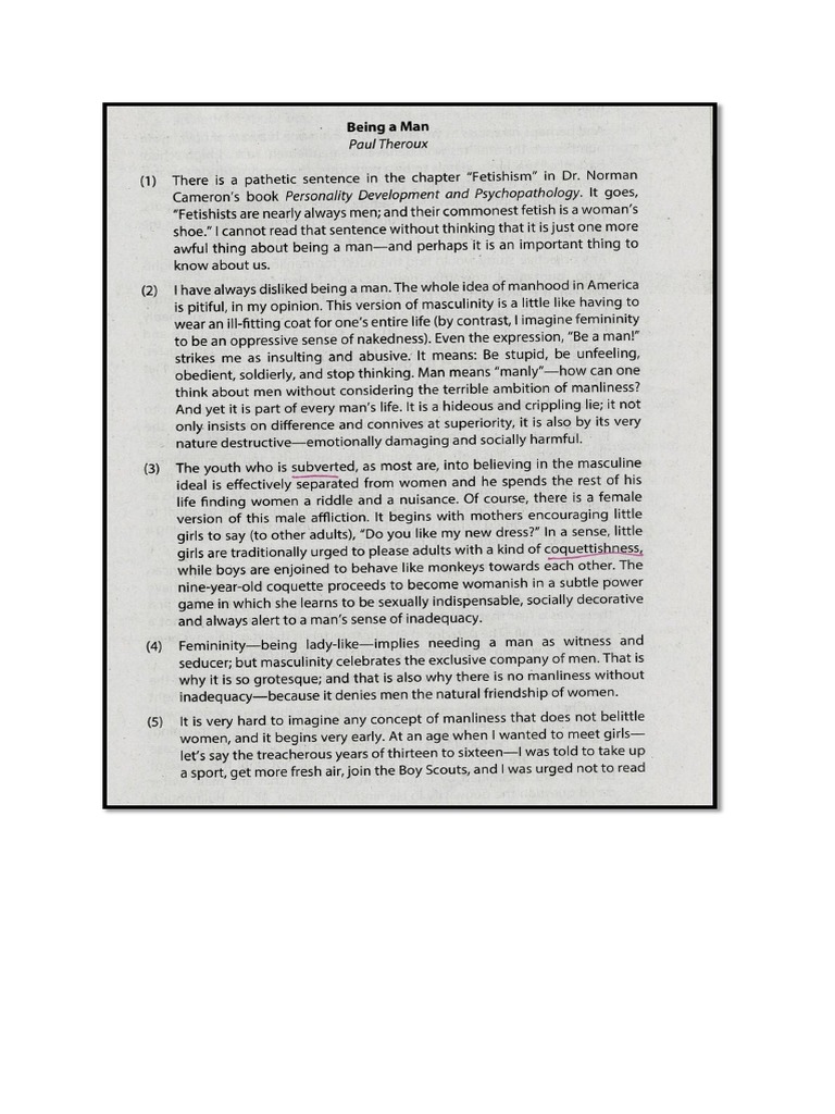 Sample Concept Paper Being A Man | PDF
