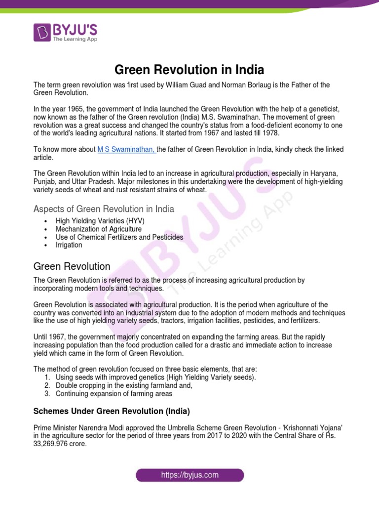Green Revolution in India | PDF | Green Revolution | Agriculture