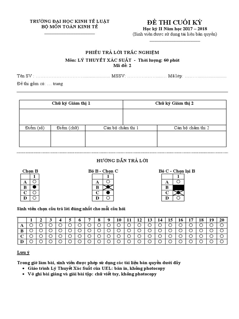 Đề LTXS 2017 2018. Ca 2 | PDF
