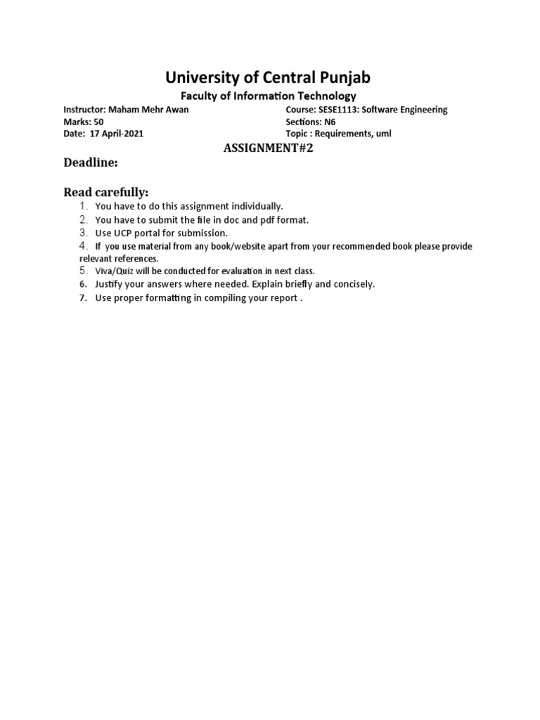 University of Central Punjab: Faculty of Information Technology | PDF ...