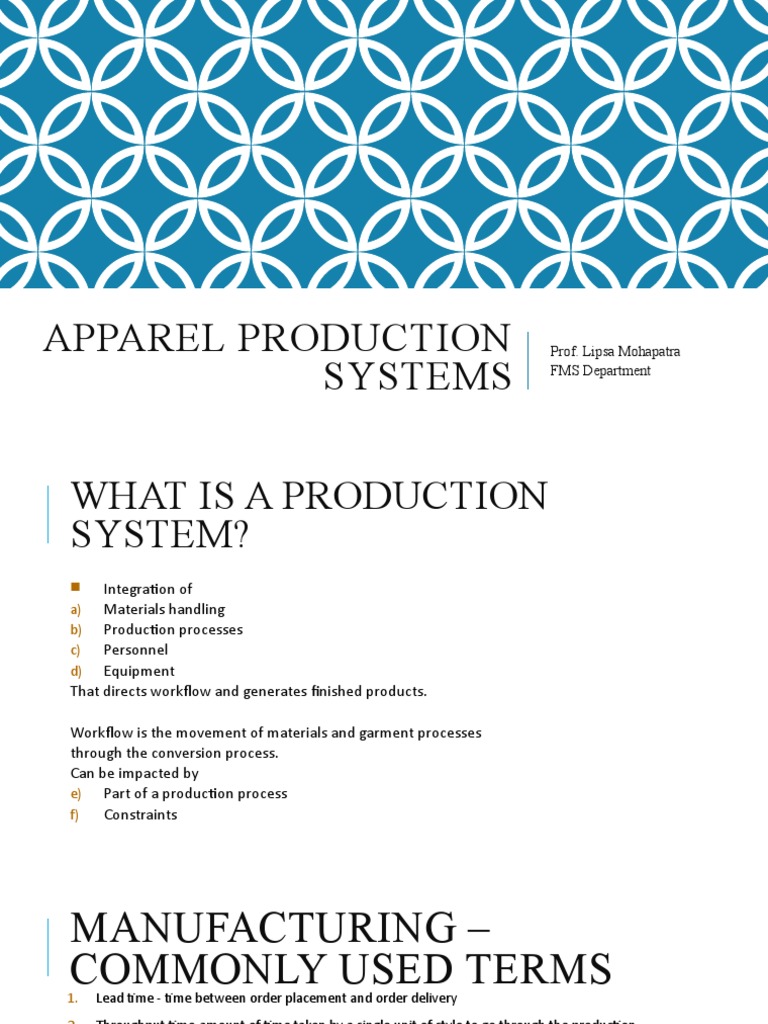 Session 2 - Apparel Production Systems | PDF | Inventory | Sewing
