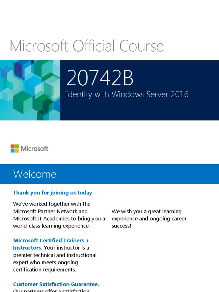 Microsoft Official Course: Identity With Windows Server 2016 | PDF