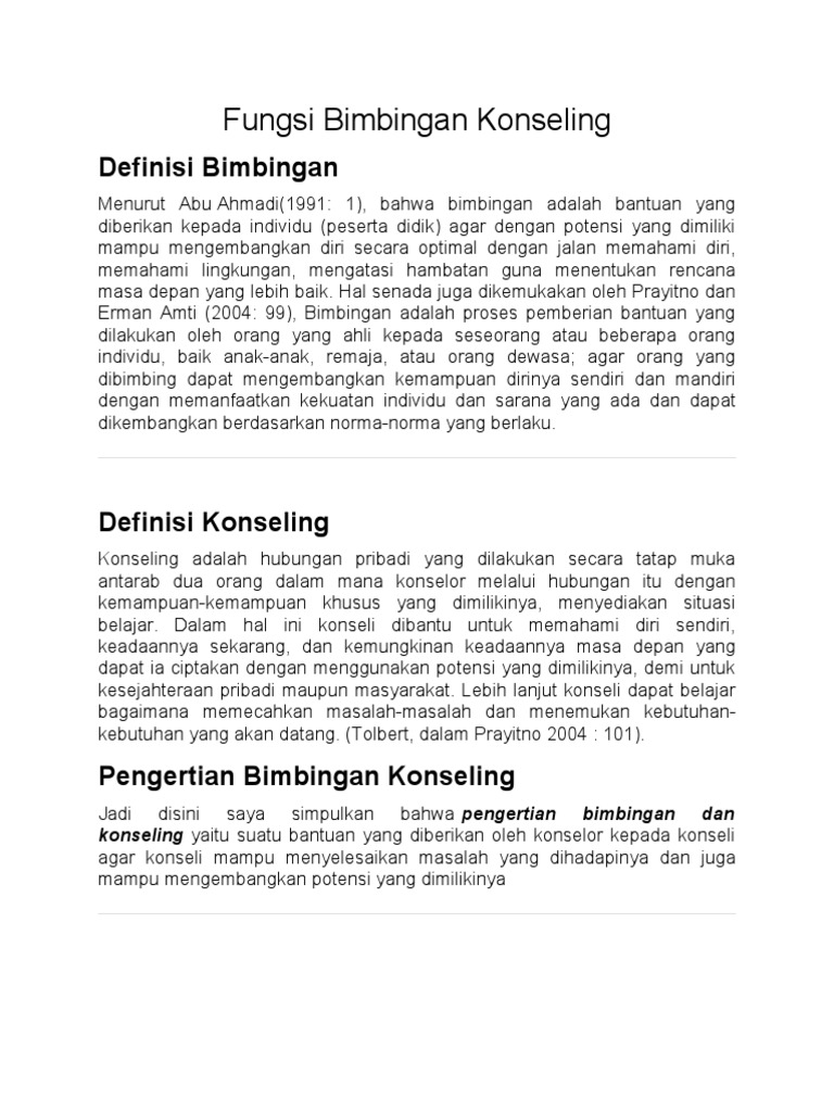 Fungsi Bimbingan Konseling | PDF