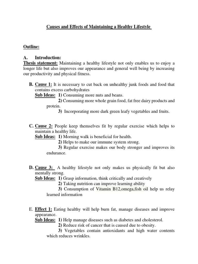 Causes and Effects of Maintaining A Healthy Lifestyle | PDF | Healthy ...