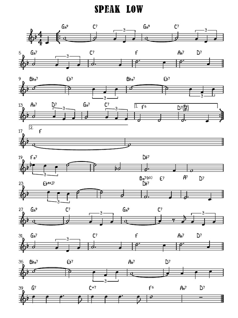 Speak Low Lead Sheet and Chords | PDF | Chess Theory | Chess