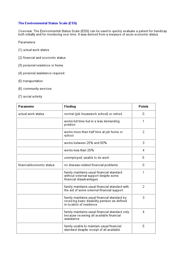 Environmental Status Scale | PDF | Disability | Transport