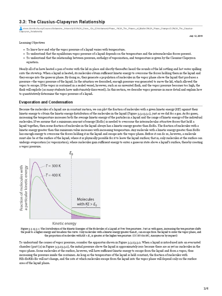 33 The Clausius-Clapeyron Relationship | PDF | Evaporation | Phase (Matter)
