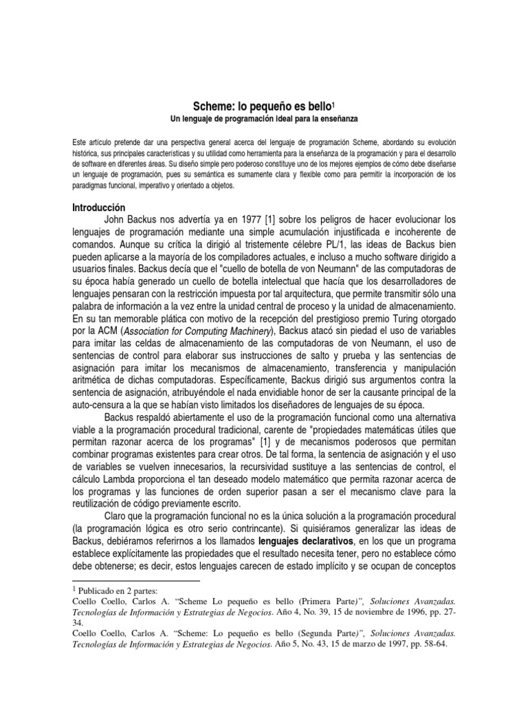 Scheme | PDF | Esquema (lenguaje de programación) | Programacion Funcional