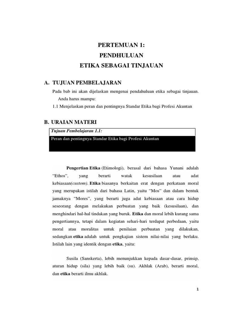 Pertemuan Ke-1 Etika Sebagai Tinjauan | PDF | Sains & Matematika