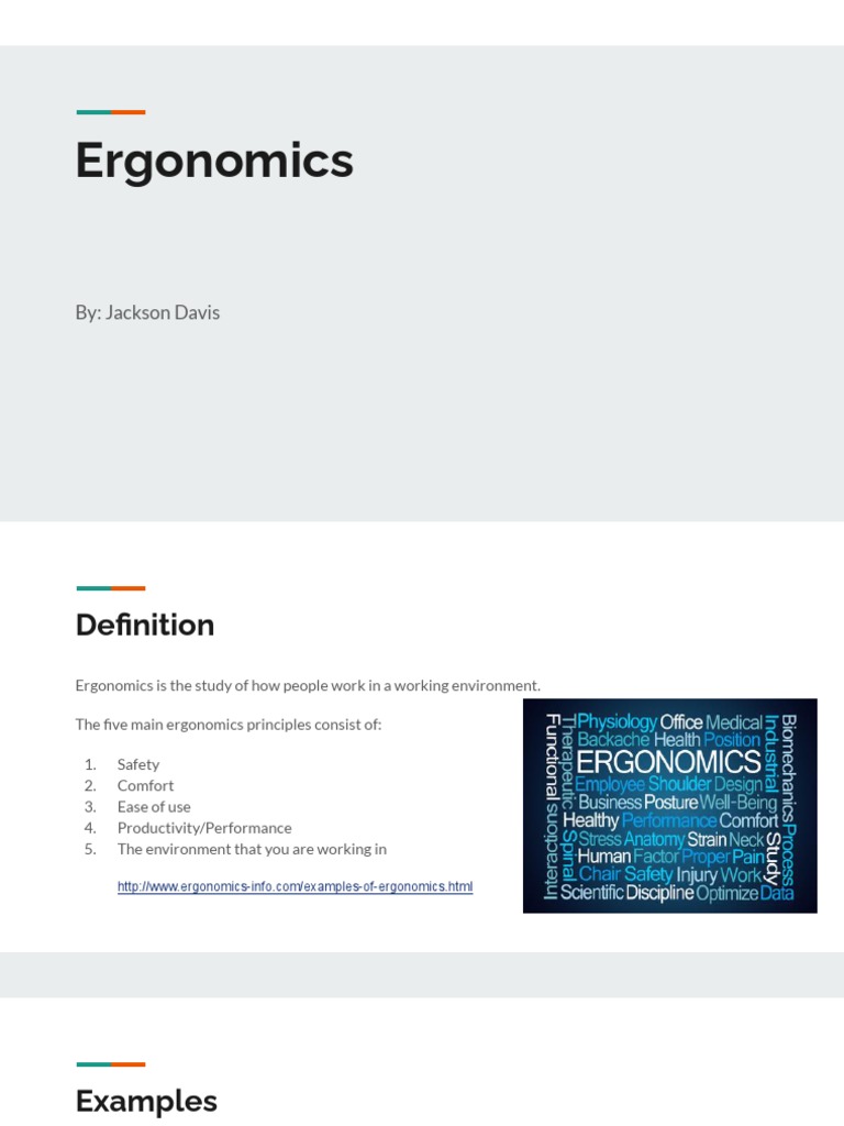 Ergonomics Presentation | PDF | Human Factors And Ergonomics | Workplace