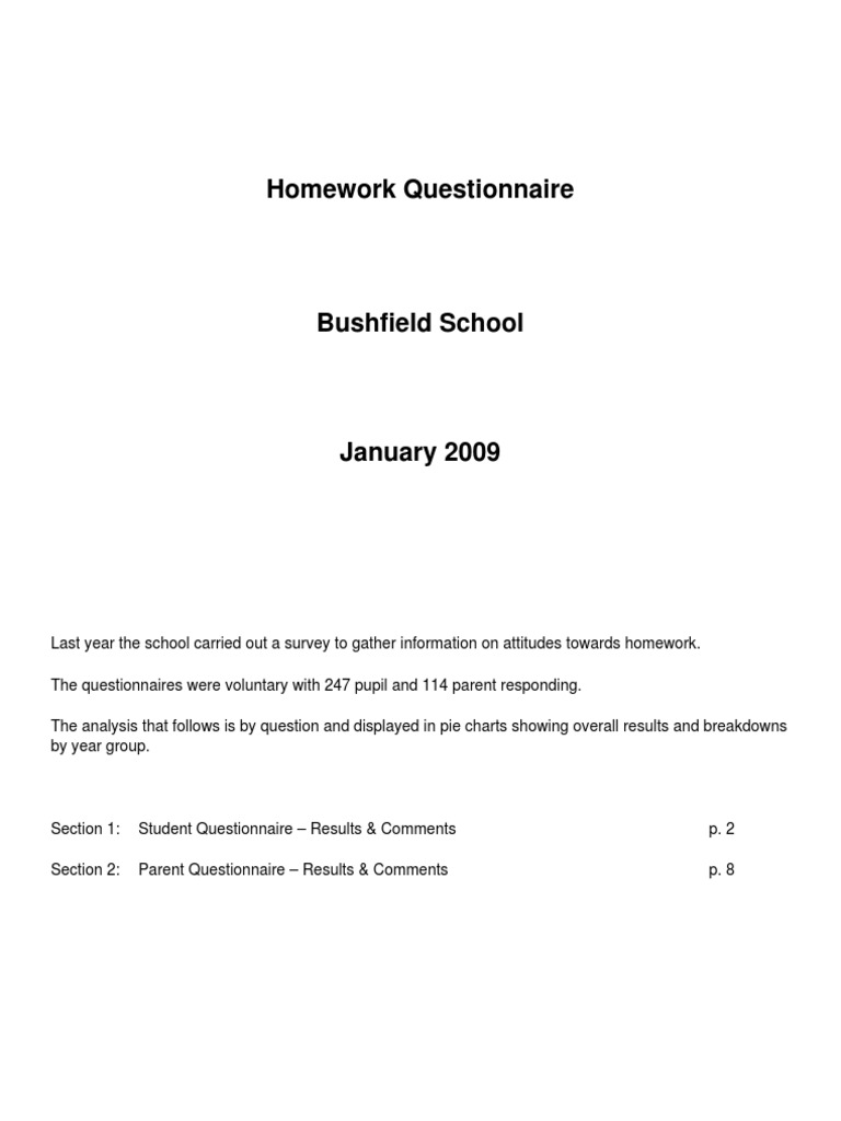 Homework Survey Results Analysis | PDF | Homework | Questionnaire