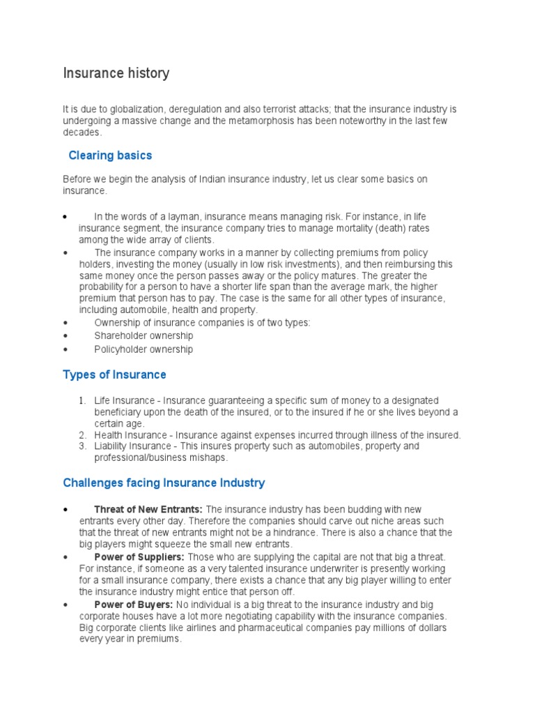 Insurance History | Download Free PDF | Insurance | Life Insurance