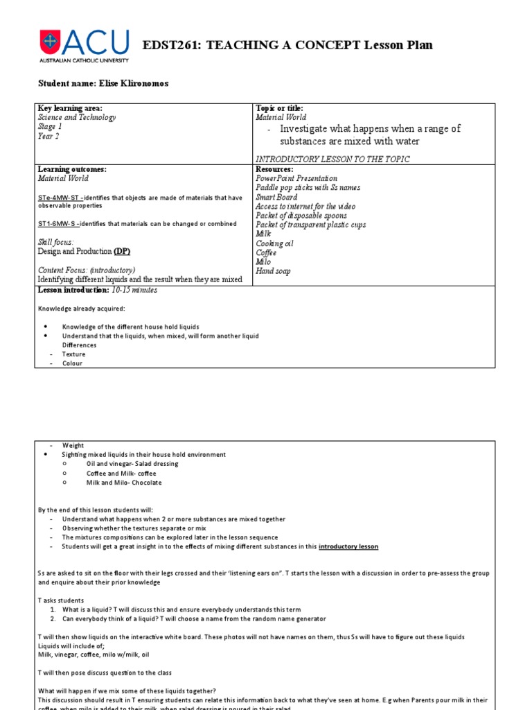 Assessment 2 - Teaching A Concept - Lesson Plan Proforma 2016-2 | PDF ...