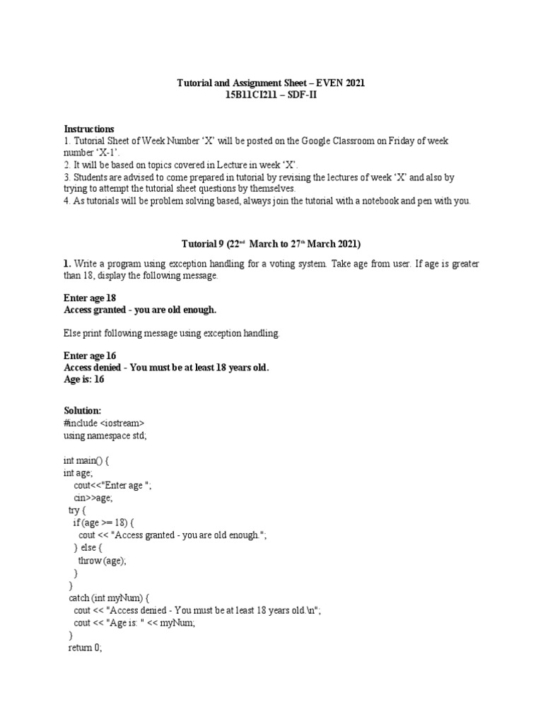 Tut 9 | Download Free PDF | Namespace | Parameter (Computer Programming)
