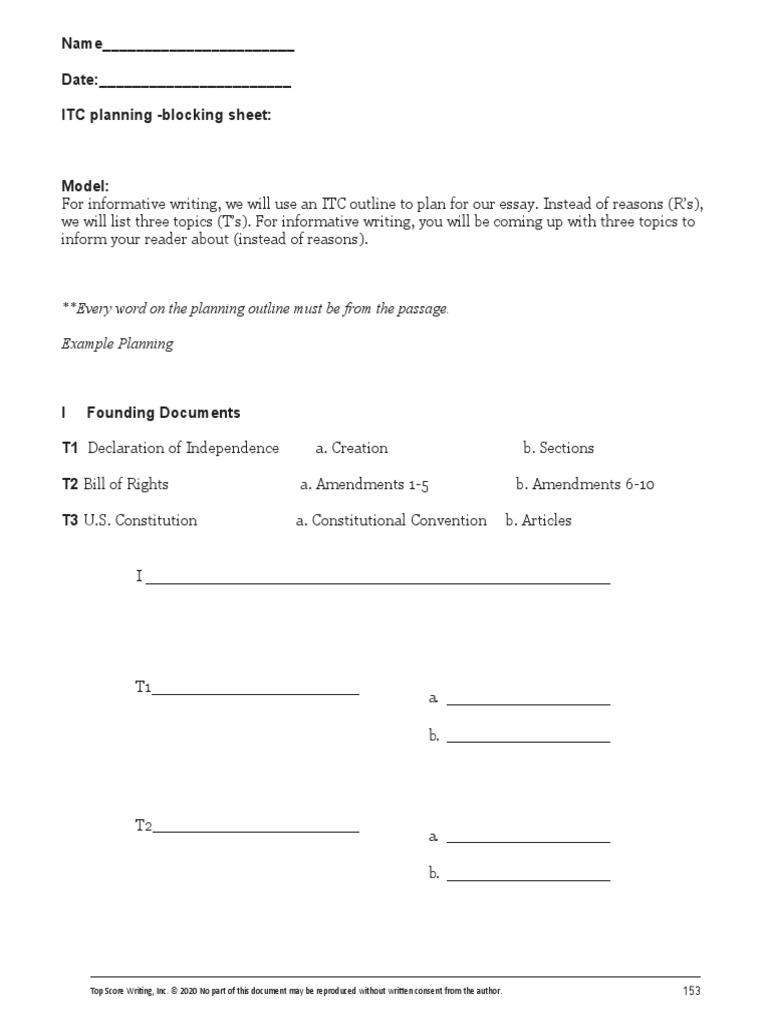 ITC Writing Planning Sheet | PDF