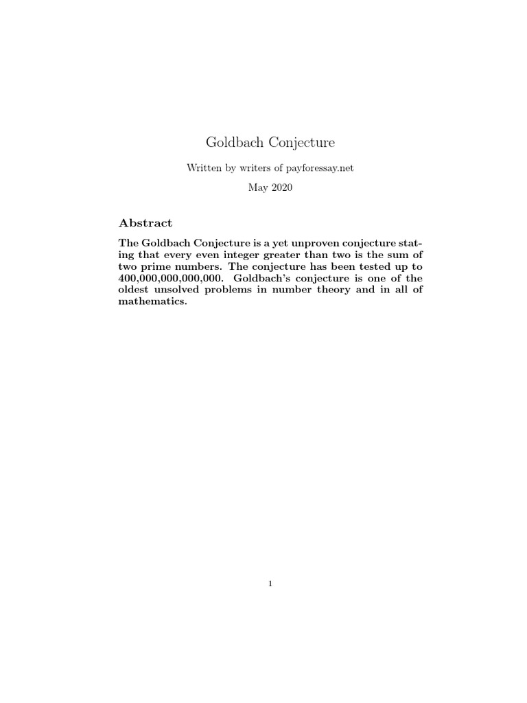 Goldbach Conjecture | PDF