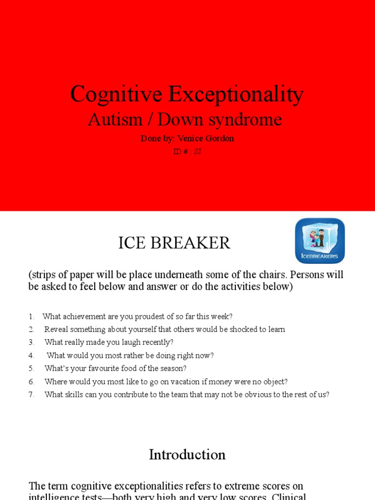 Cognitive Exceptionality: Autism / Down Syndrome | PDF | Autism ...