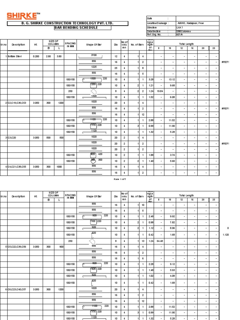 BBS - LXA 7, Stilt Coloumn | PDF | Structural Engineering | Architectural Elements