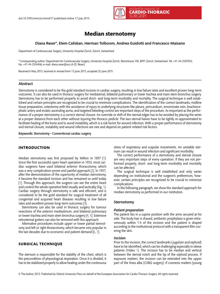 Median Sternotomy Procedure | PDF | Cardiac Surgery | Surgery
