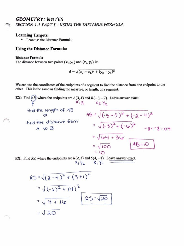 Geometry 1.3 Part I Guided Notes - Complete | PDF