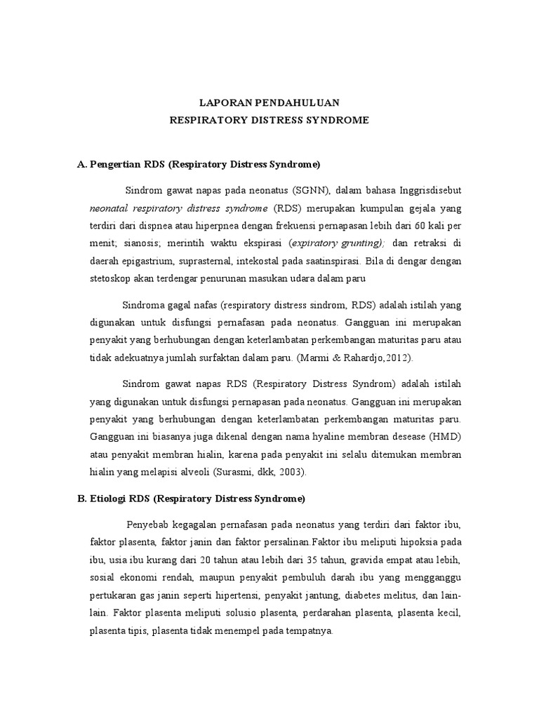 Pathway RDS pada Bayi Neonatus | PDF | Kesehatan Holistik | Sains ...