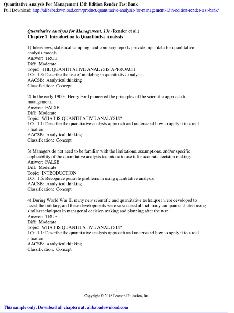 Chap 1 Test Bank | PDF | Statistics | Analysis