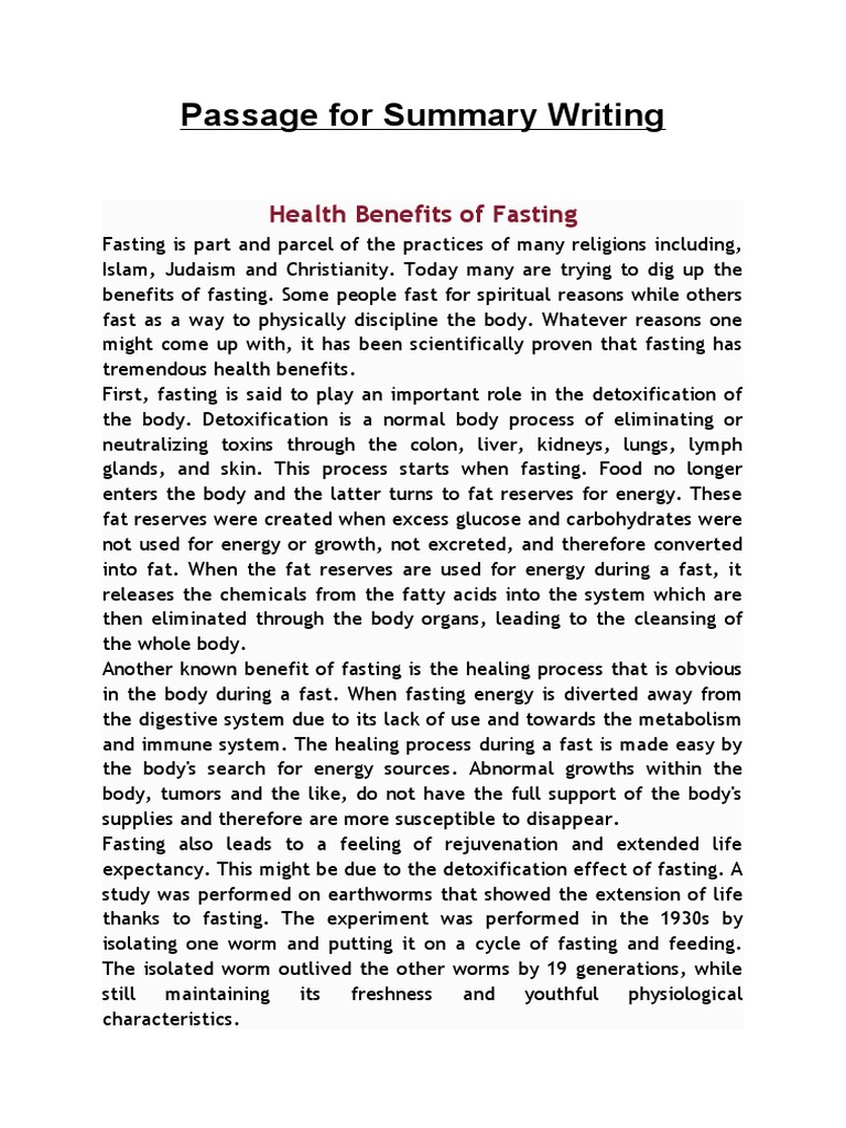 Passages For Summary Writing | PDF