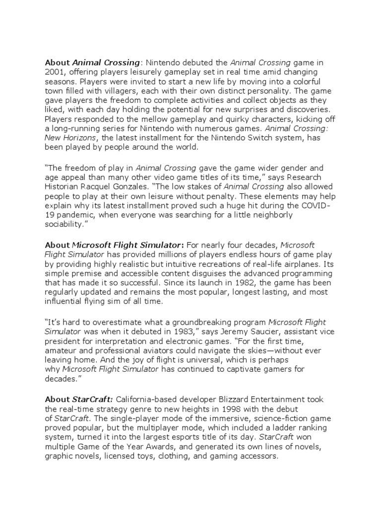 Video Game Hall of Fame Bios | PDF | Entertainment | Electronic Publishing