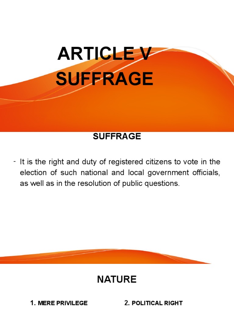 Article 5 Suffrage | PDF | Suffrage | Elections