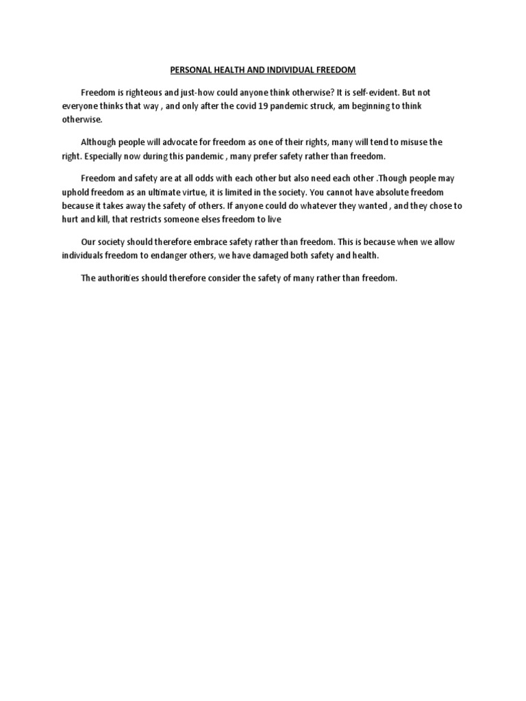 Balancing Personal Health and Freedom | PDF | Social Science
