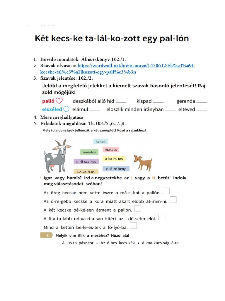 Két Kecske Találkozott Egy Pallón | PDF