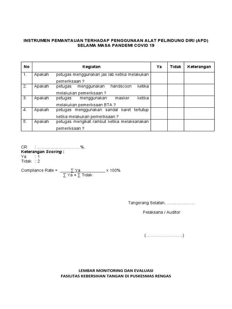 Form Evaluasi Ppi Puskesmas Rengas | PDF