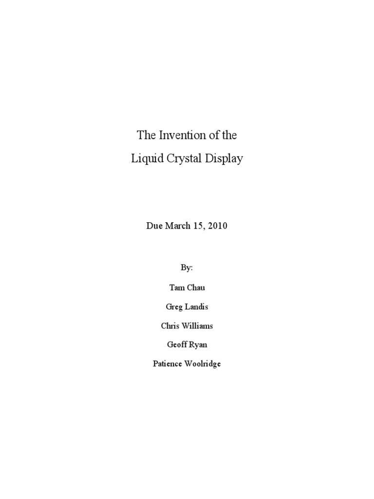 The History and Development of Liquid Crystal Display Technology | PDF ...