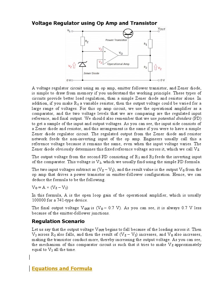 Voltage Regulator Using Op Amp and Transistor | PDF | Operational ...
