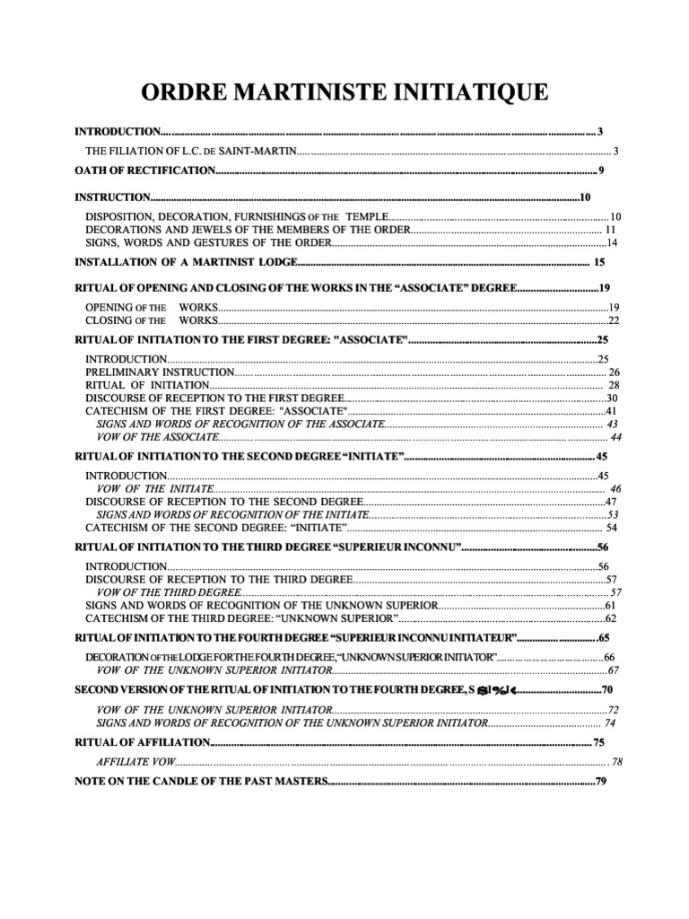 Ordre Ordre Martin Martiniste Iste Initiat Initiatique Ique: DE DE ...