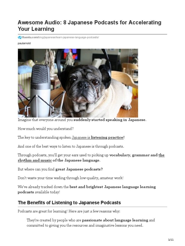 Awesome Audio: 8 Japanese Podcasts For Accelerating Your Learning | PDF ...