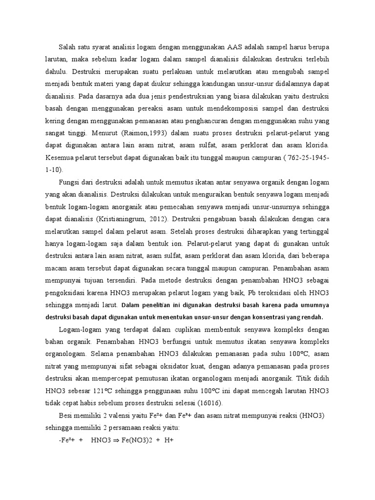 Destruksi Basah Sampel Logam AAS | PDF