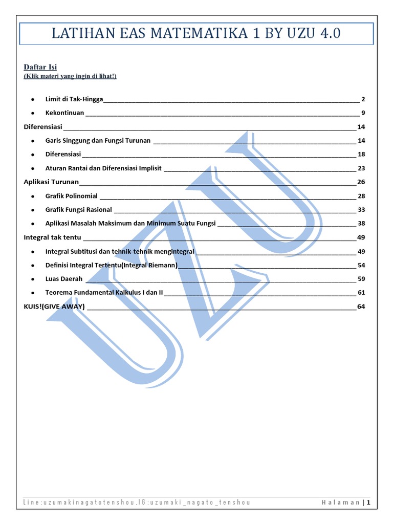 Latihan EAS Matematika 1 by Uzu 4 | PDF