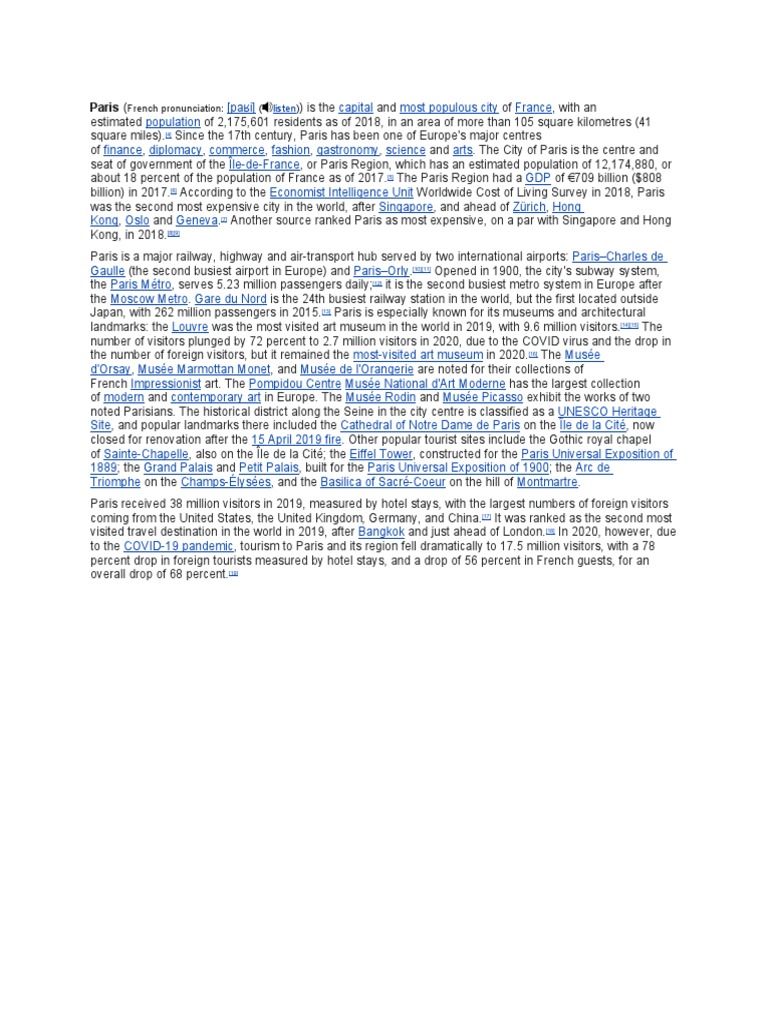 Paris (: French Pronunciation | PDF | Paris | Library And Museum