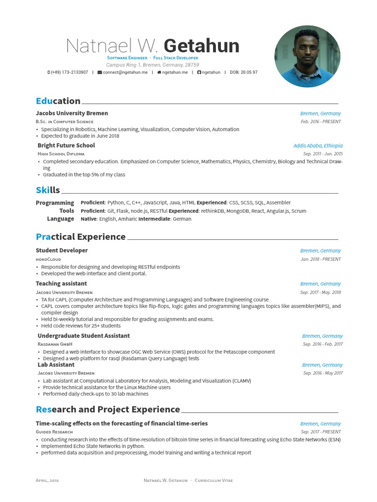 Full Stack Software Engineer and Computer Science Student Natnael W. Getahun Seeks New ...
