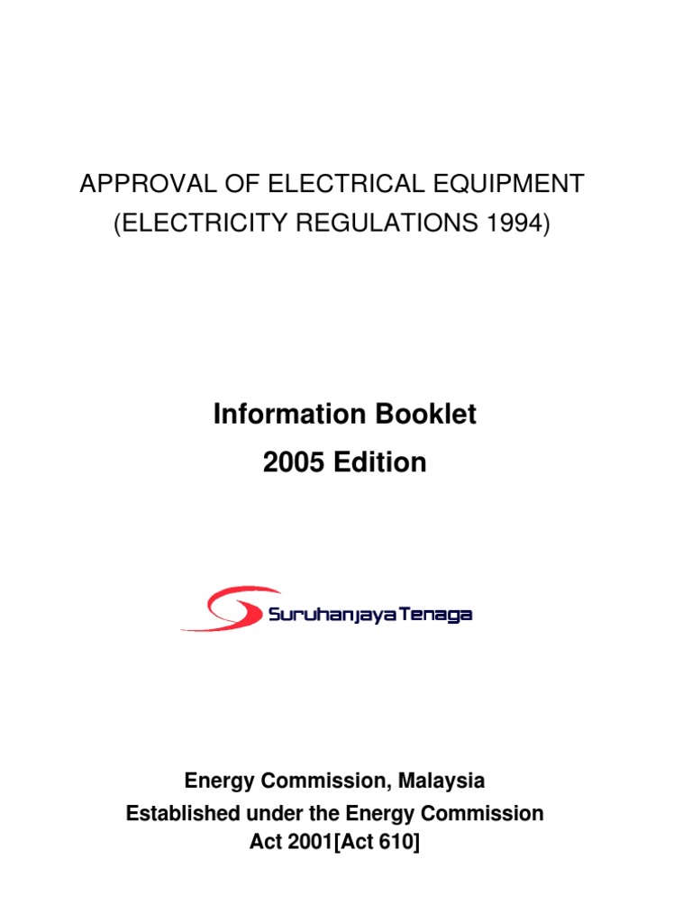 Approval of Electrical Equipment (Electricity Regulations 1994) (Info ...