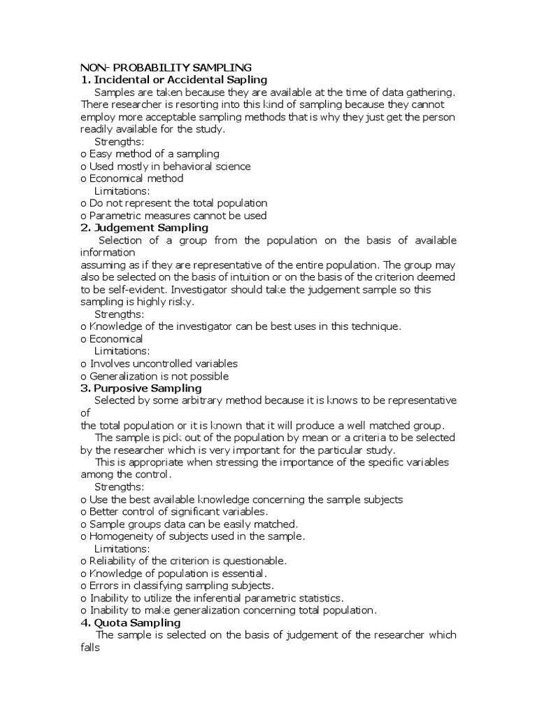 Non-Probability Sampling 1. Incidental or Accidental Sapling | PDF ...