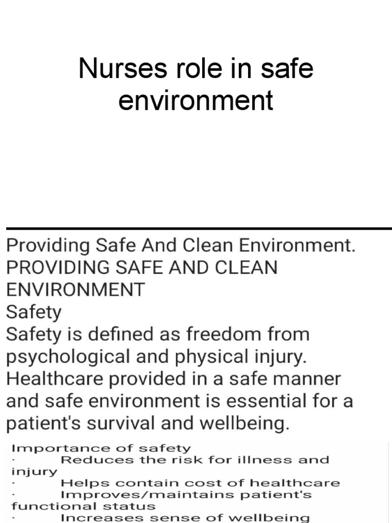 Nurses Role in Providing Safe and Clean Environment | PDF