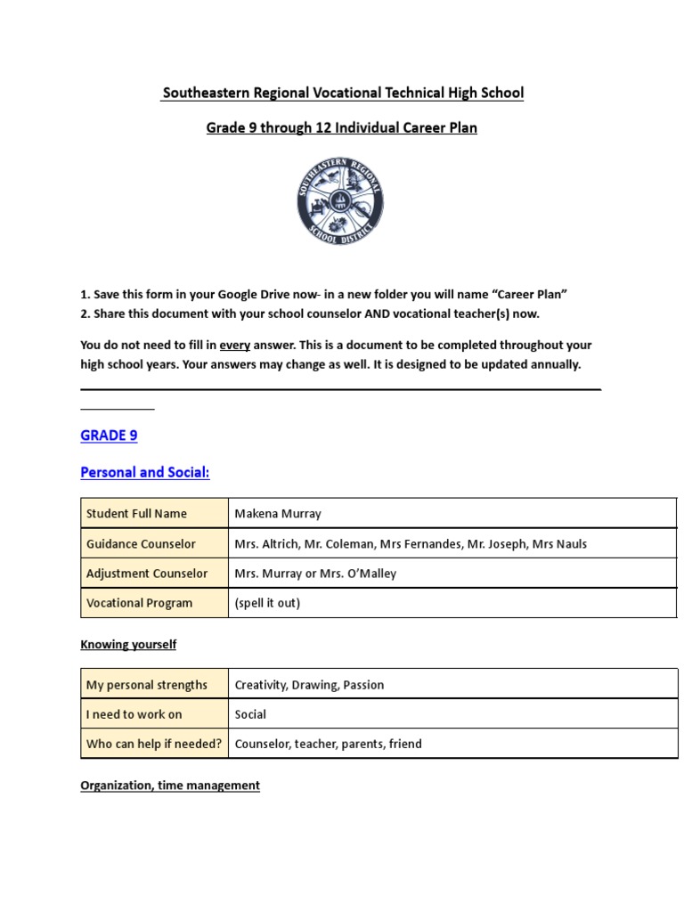Southeastern Regional Vocational Technical High School Grade 9 Through ...