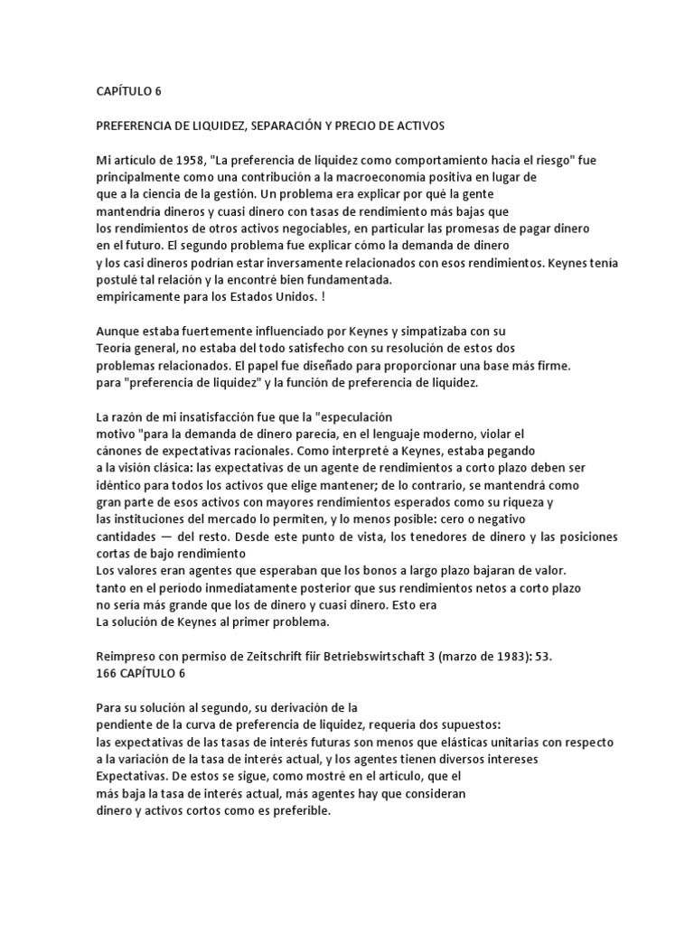 Tobin (1983) - Liquidity Preference, Separation, and Asset Pricing ...