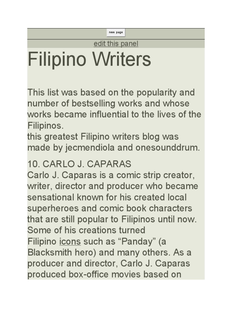 Filipino Writers | PDF | Philippines | Poetry