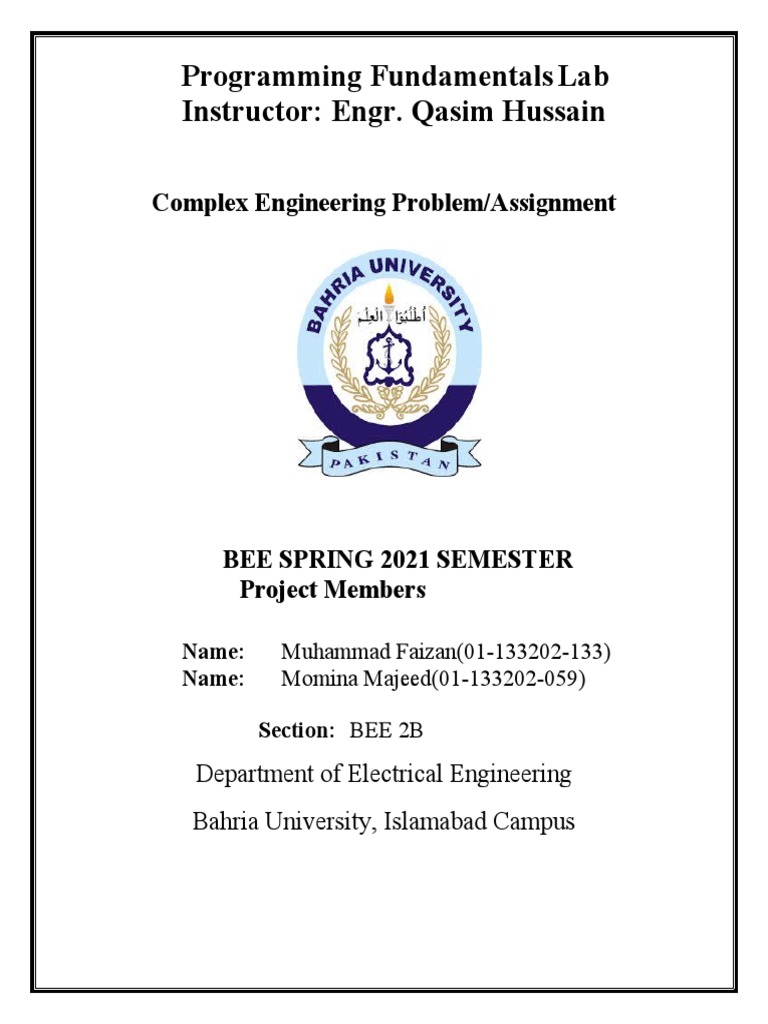 Programming Fundamentals Lab Instructor: Engr. Qasim Hussain | PDF | Body Mass Index | Temperature