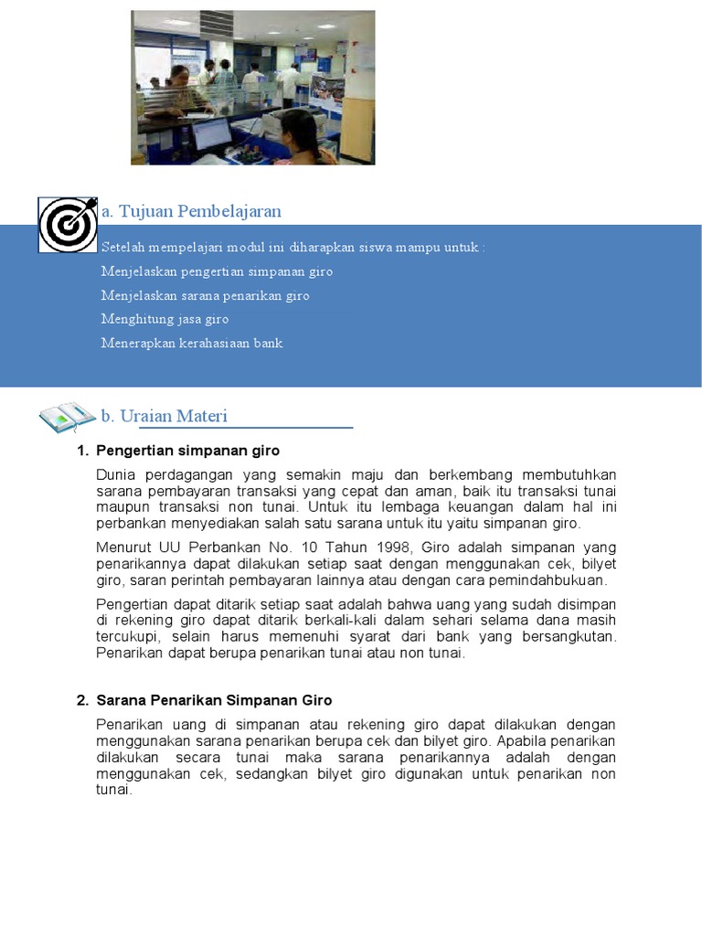 Materi Perbankan Dasar (Pengertian Simpanan Giro) | PDF