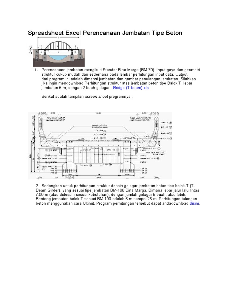 0 Spreadsheet Excel Perencanaan Jembatan Tipe Beton | PDF
